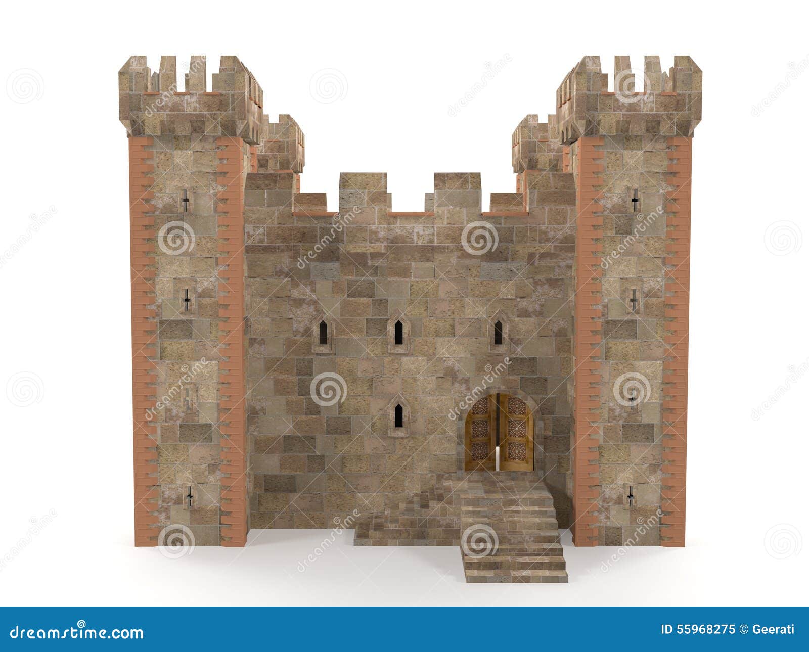 3d Render Stone Brick Stronghold Stock Image - Image of structure ...
