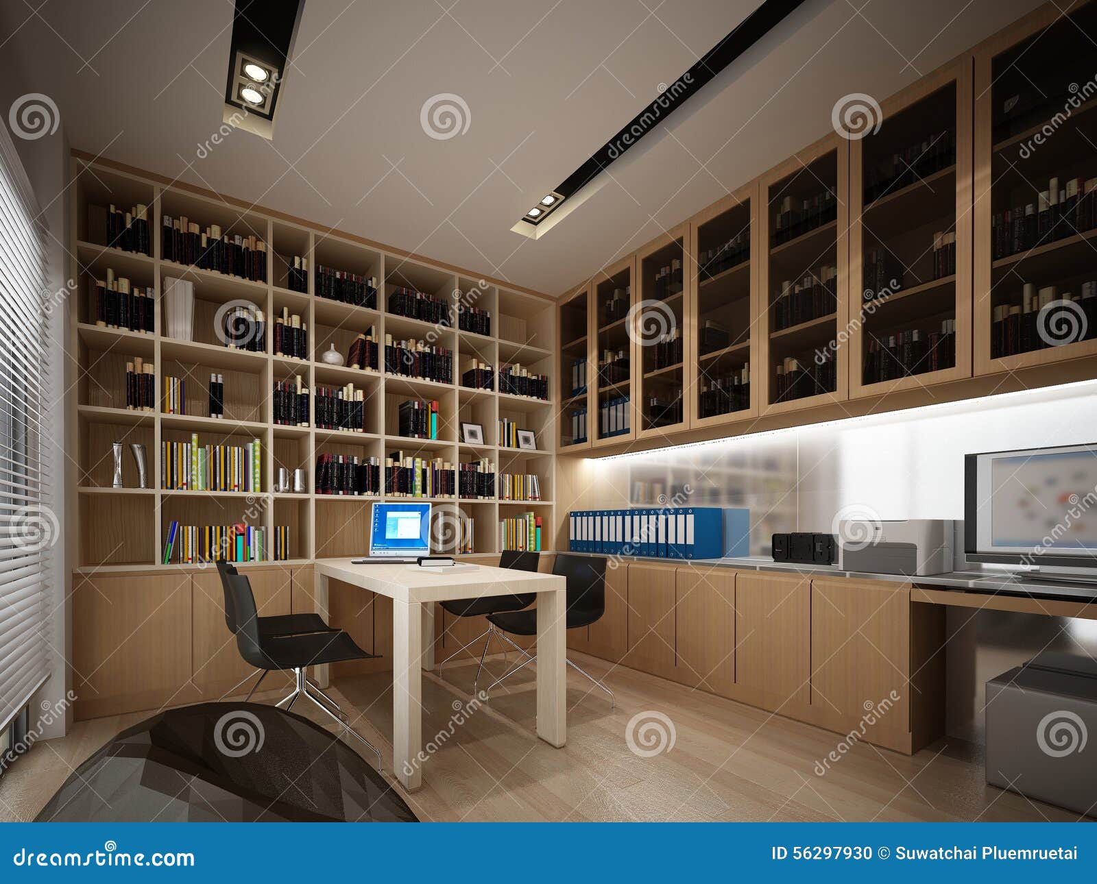 3d render study room stock illustration. Illustration of comfortable ...