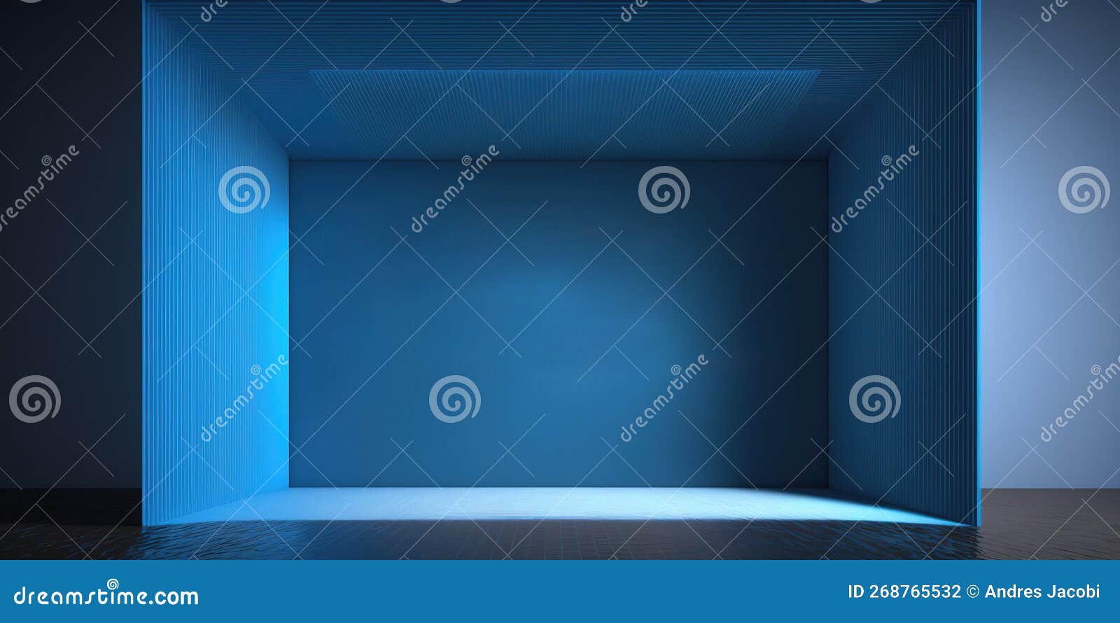 3D Render Style Empty Blue Room with Space for Advertisement. Stock ...