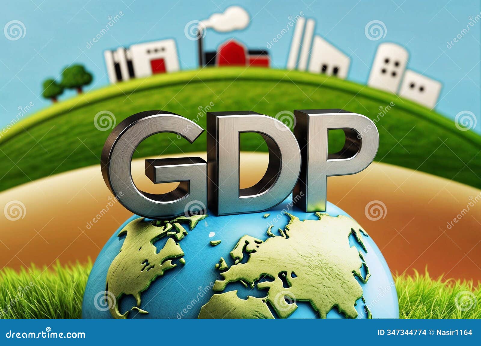 3d Render of Stylized Globe with the Word Text "GDP" Abbreviation of ...