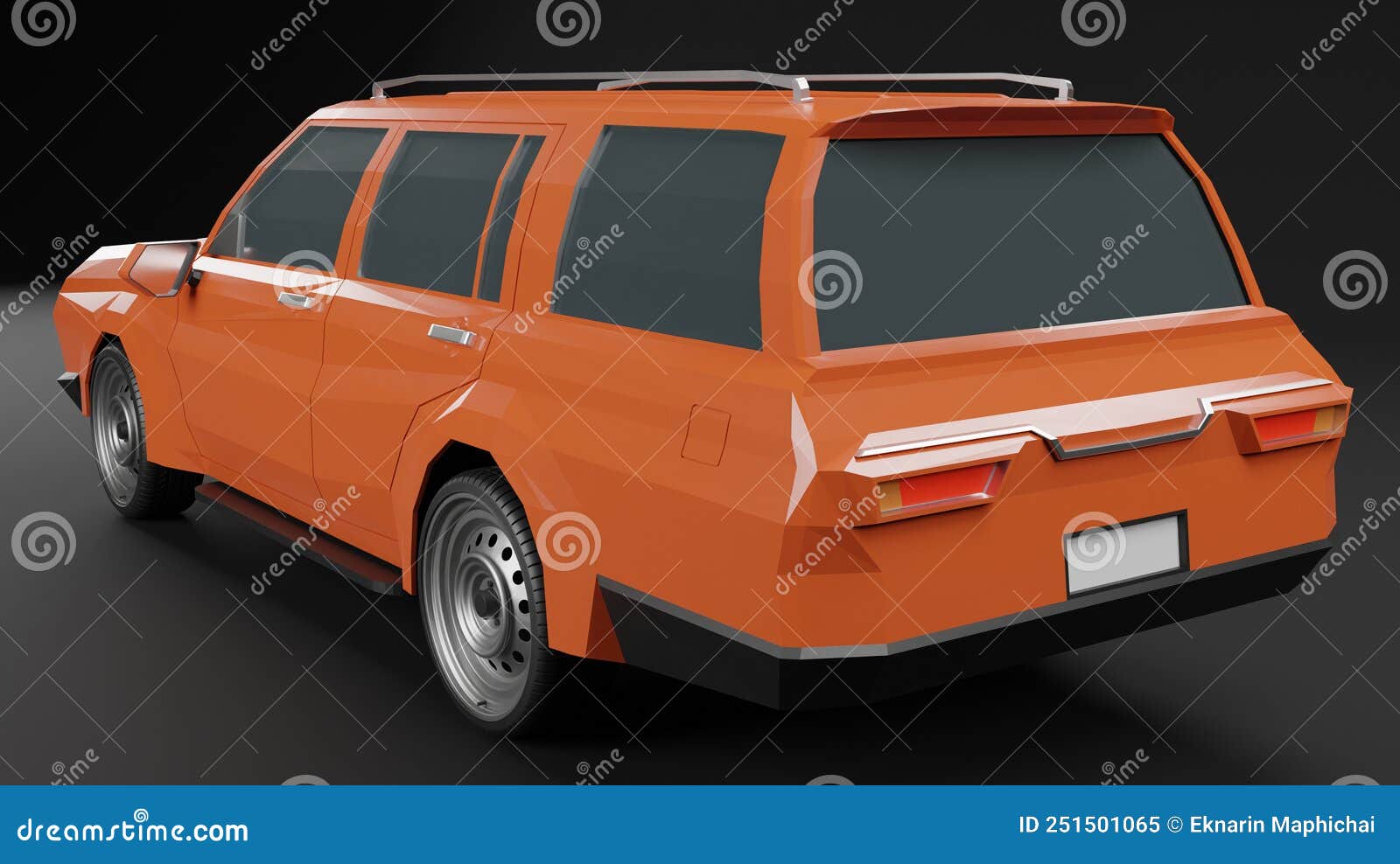 3d Render SUV Car Model Low Poly Style on a Gray Scene Stock ...
