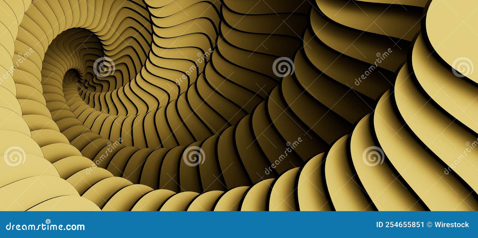 3d Render of a Swirling Ridged Pattern with Golden Color Stock ...