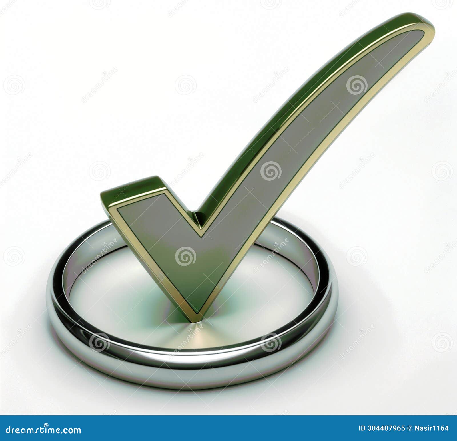 3d Render of Symbol Icon Metal Checkmark Right Tick Button for Choice ...