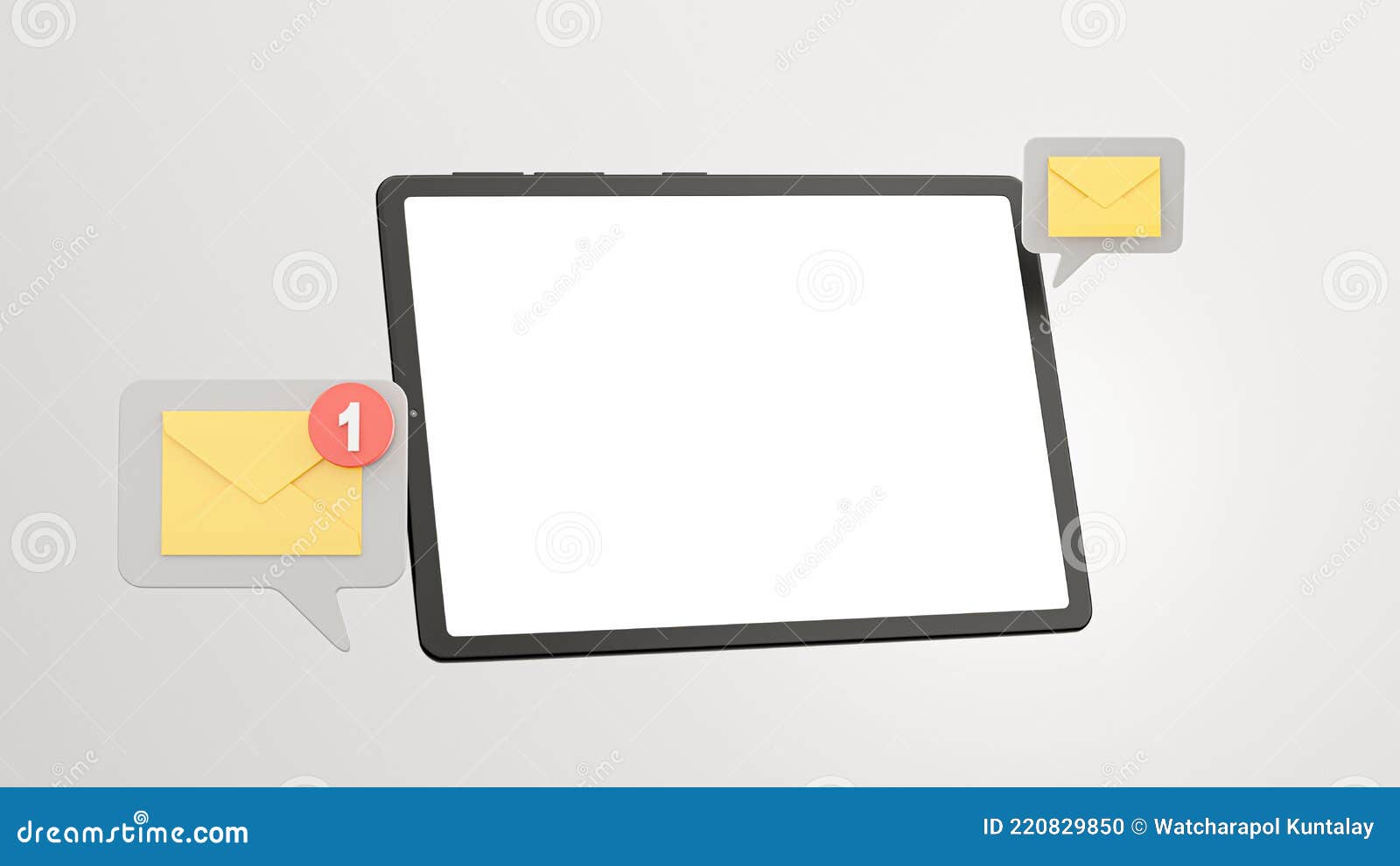 Tablet with Email Notification Icon for Your Mockup Design Stock ...