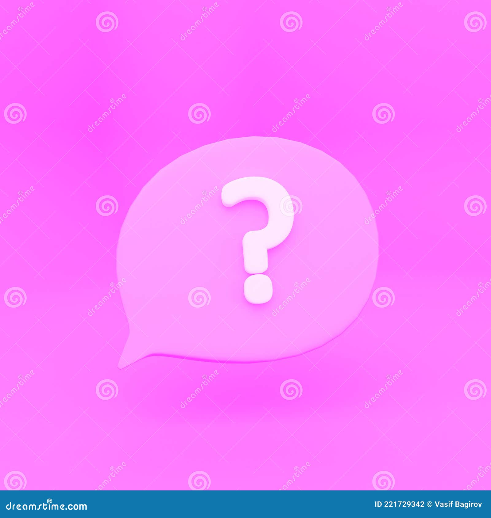 3D Render Talk Ballon with a Question Mark Sign Icon Stock Illustration ...