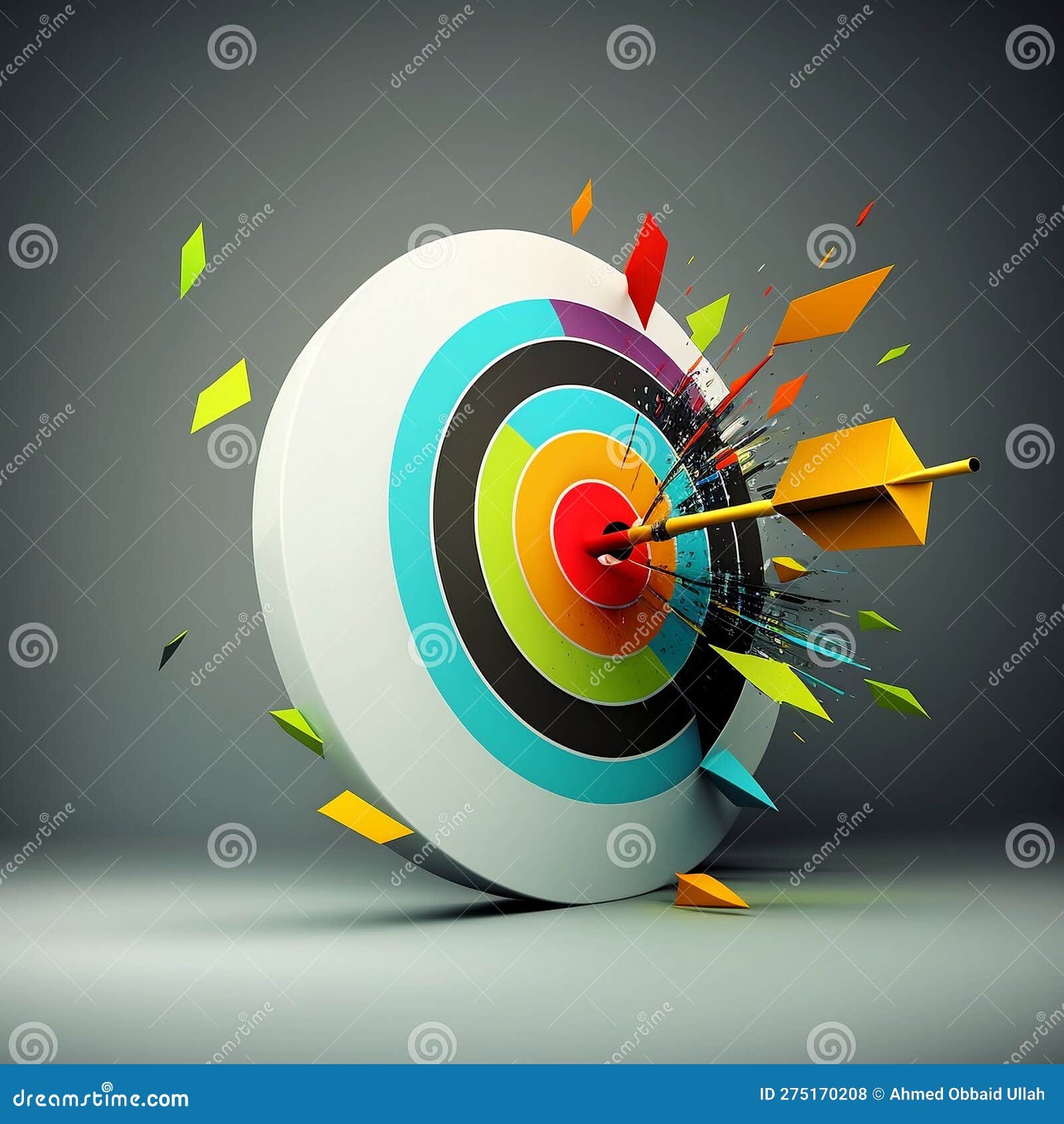 3D Render Of A Target With Arrows Hitting It On Grey Background Stock ...