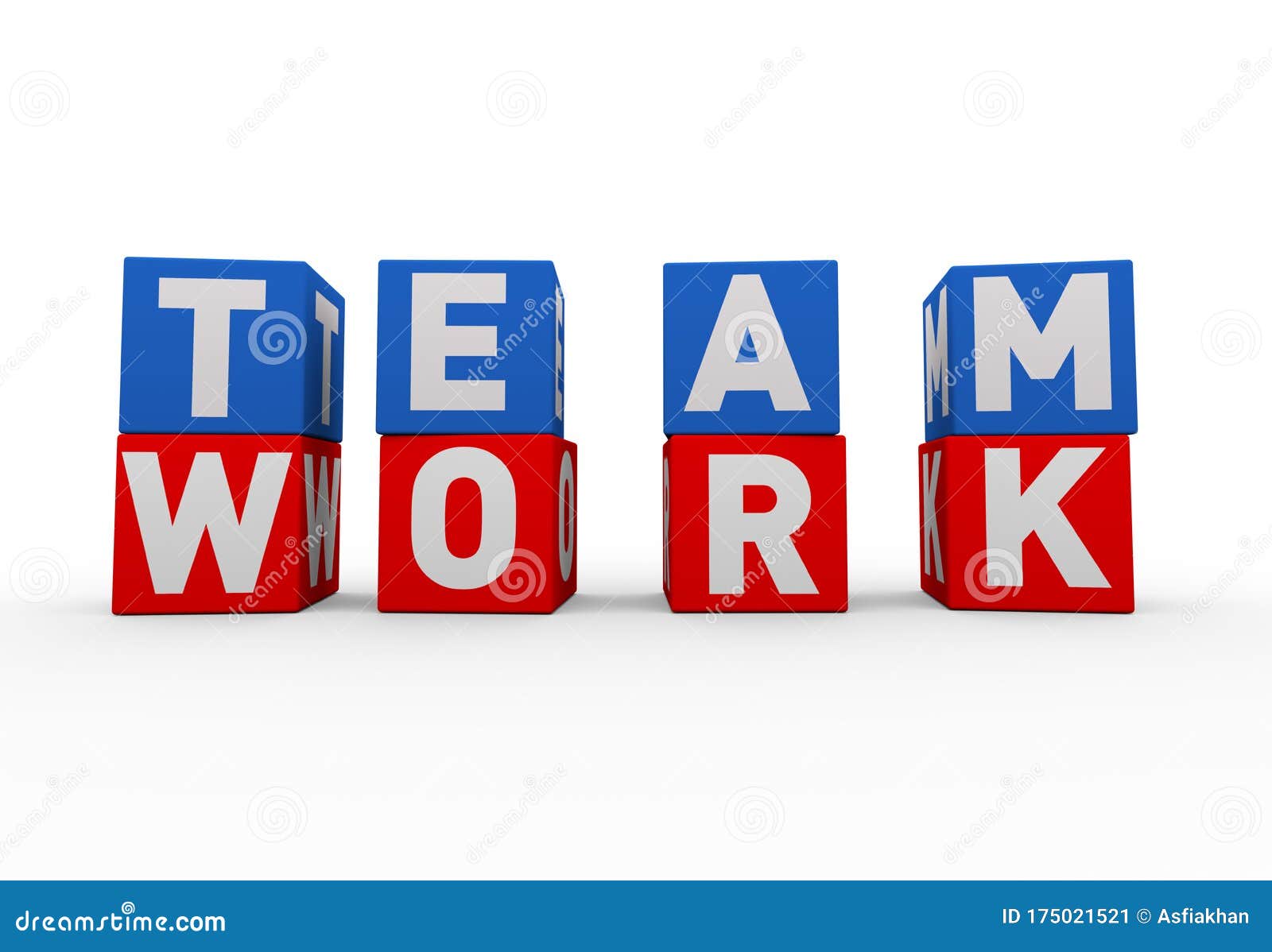 3d Render of Team Work Boxes Cubes Stock Illustration - Illustration of ...