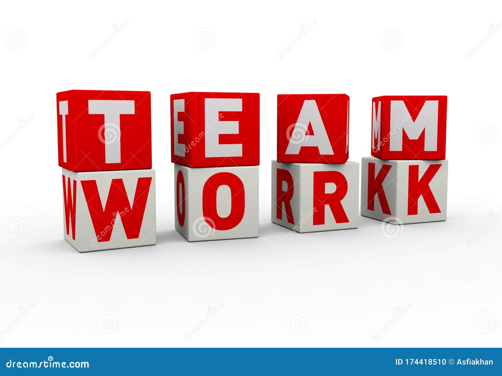 3d Render of Team Work Cubes Boxes Stock Illustration - Illustration of ...