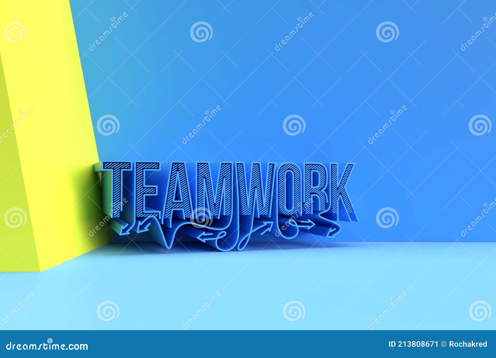 3D Render Teamwork Calligraphic Banner with Space of Text Flyer/Poster ...