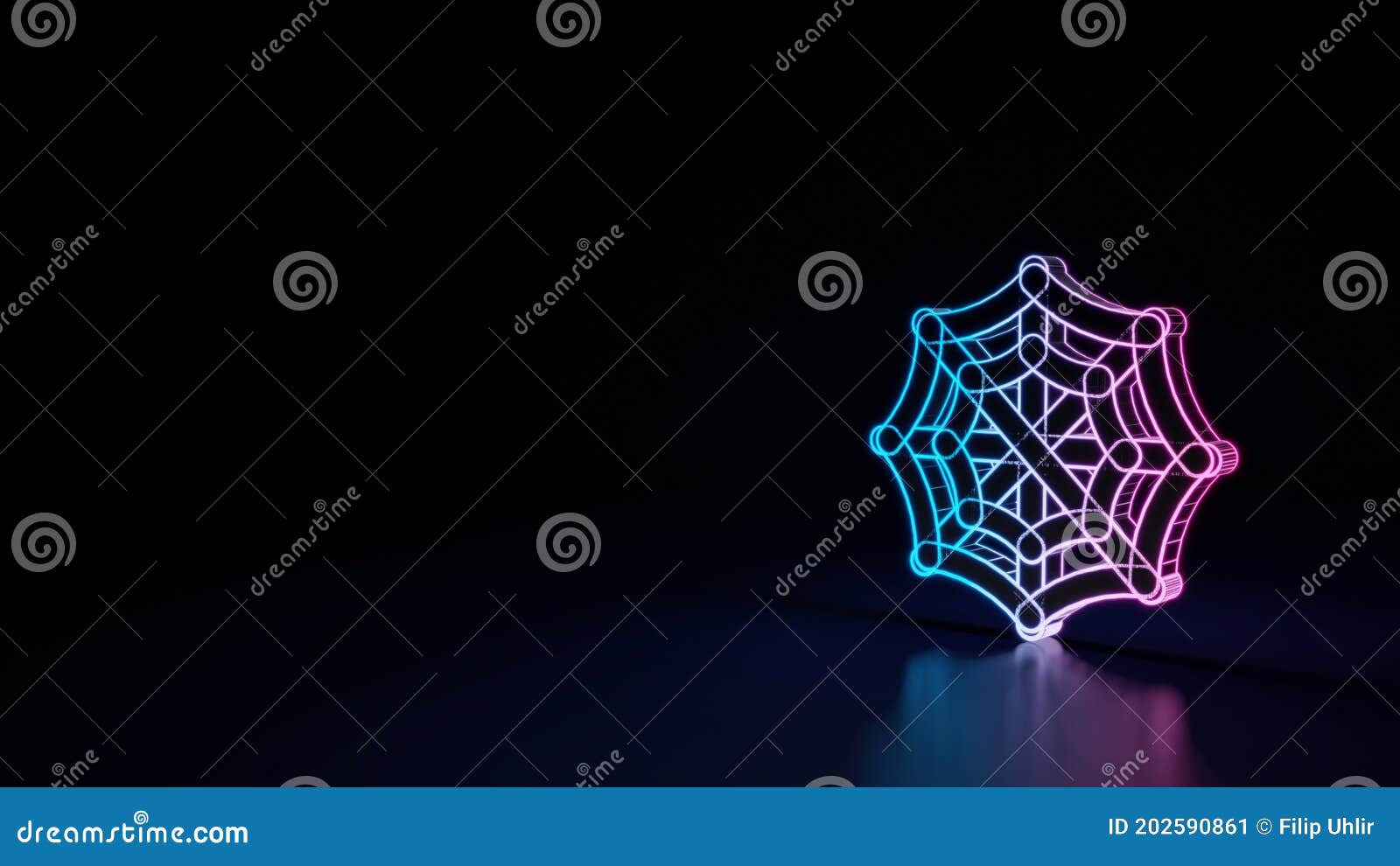 3d Glowing Neon Symbol of Symbol of Cobweb Isolated on Black Background ...