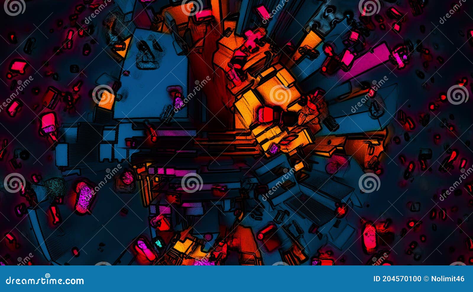 3d Render Technology Background. Complicated Abstract Surface, Computer ...
