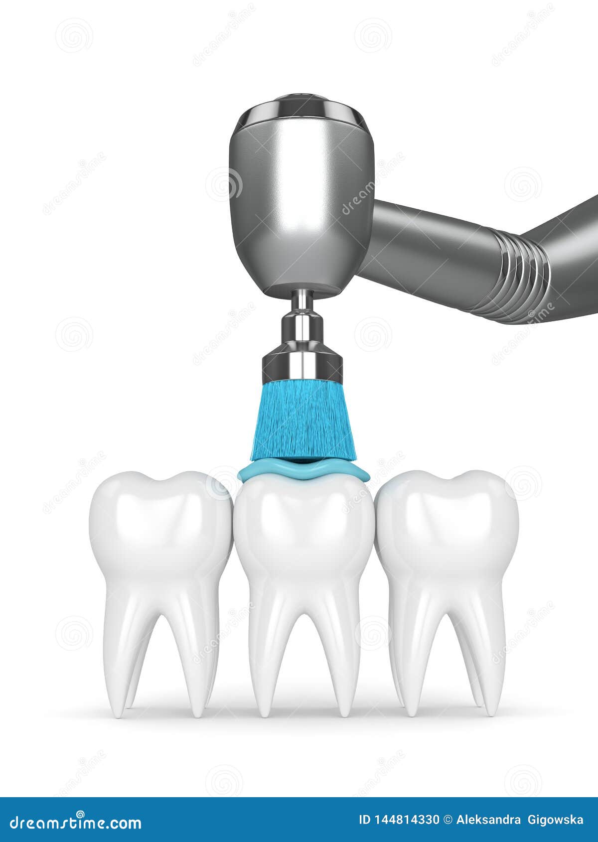 3d Render of Teeth with Dental Handpiece and Polishing Brush Stock ...