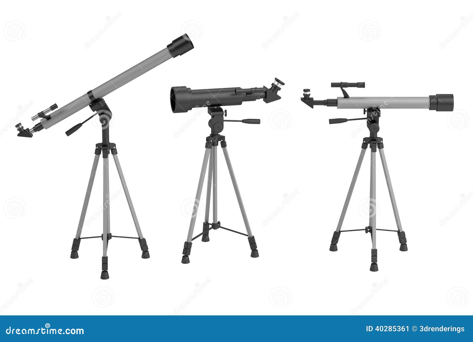 3d render of telescopes stock illustration. Illustration of spyglass ...
