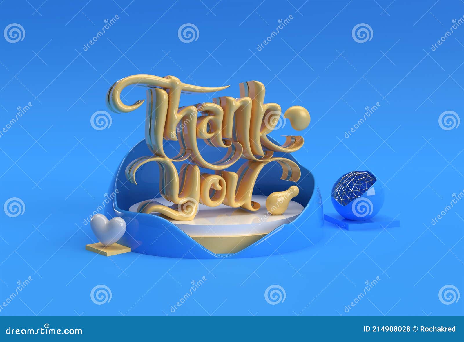 3D Render Thank You Lettering Typographical 3D Flyer Poster ...