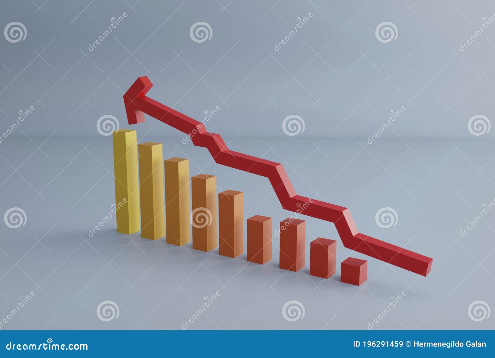 3d Render, Three Dimensional Graph with Arrow Symbol Over Grey ...