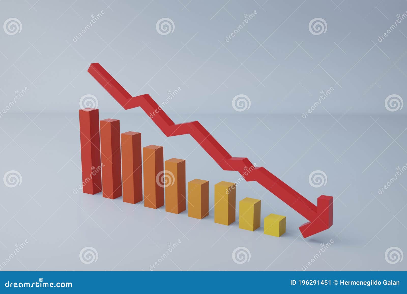 3d Render, Three Dimensional Graph With Arrow Symbol Over Grey ...