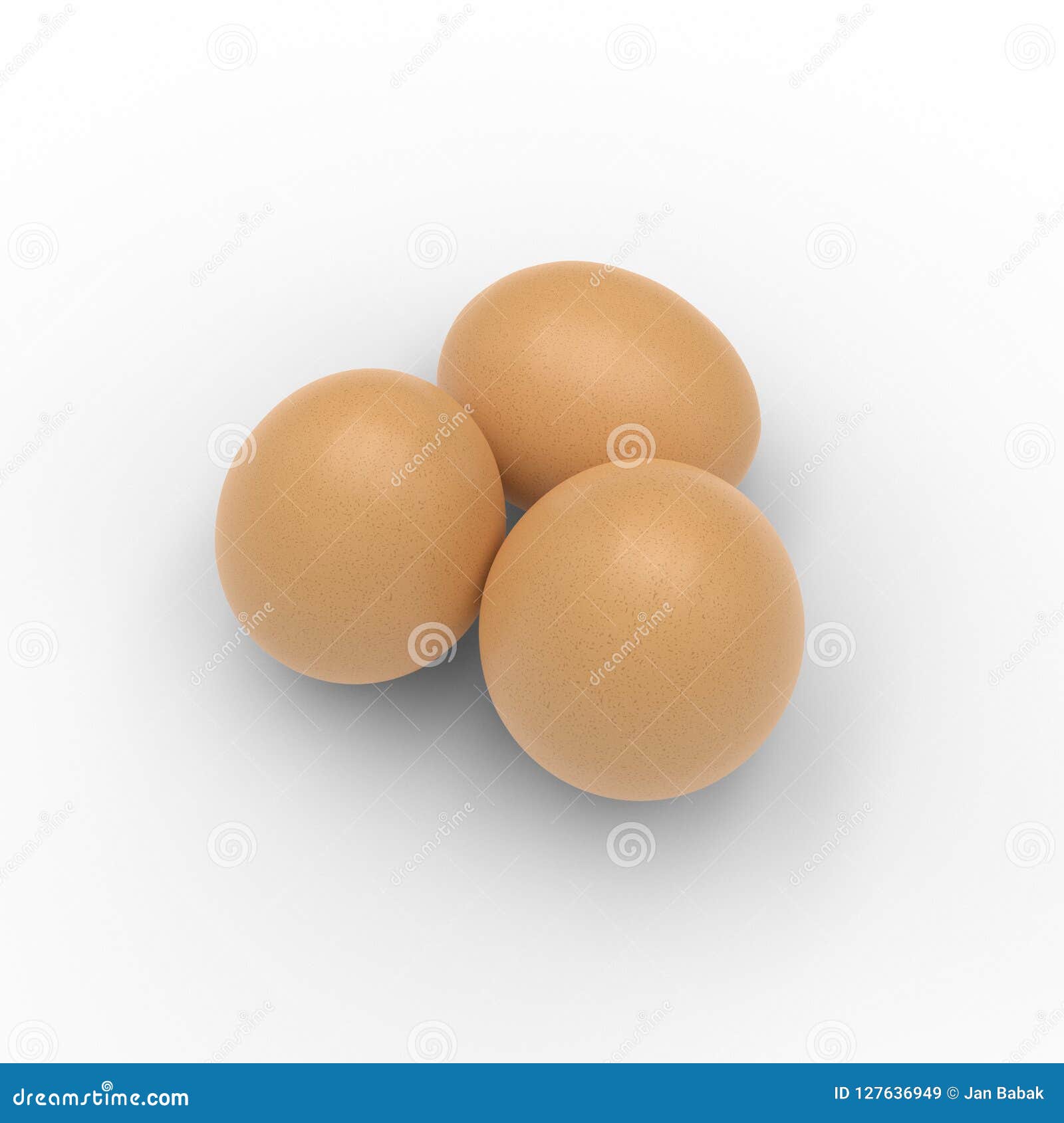 3D Render of Three Eggs Isolated on White Stock Illustration ...