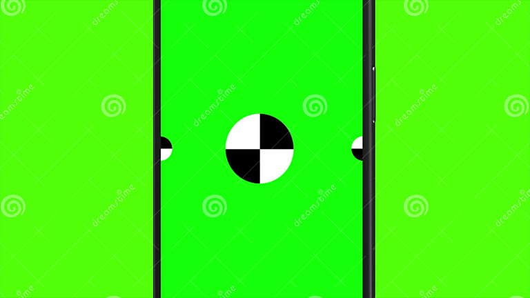 3D Render of Three Smartphone with a Green Background. Rotating in ...