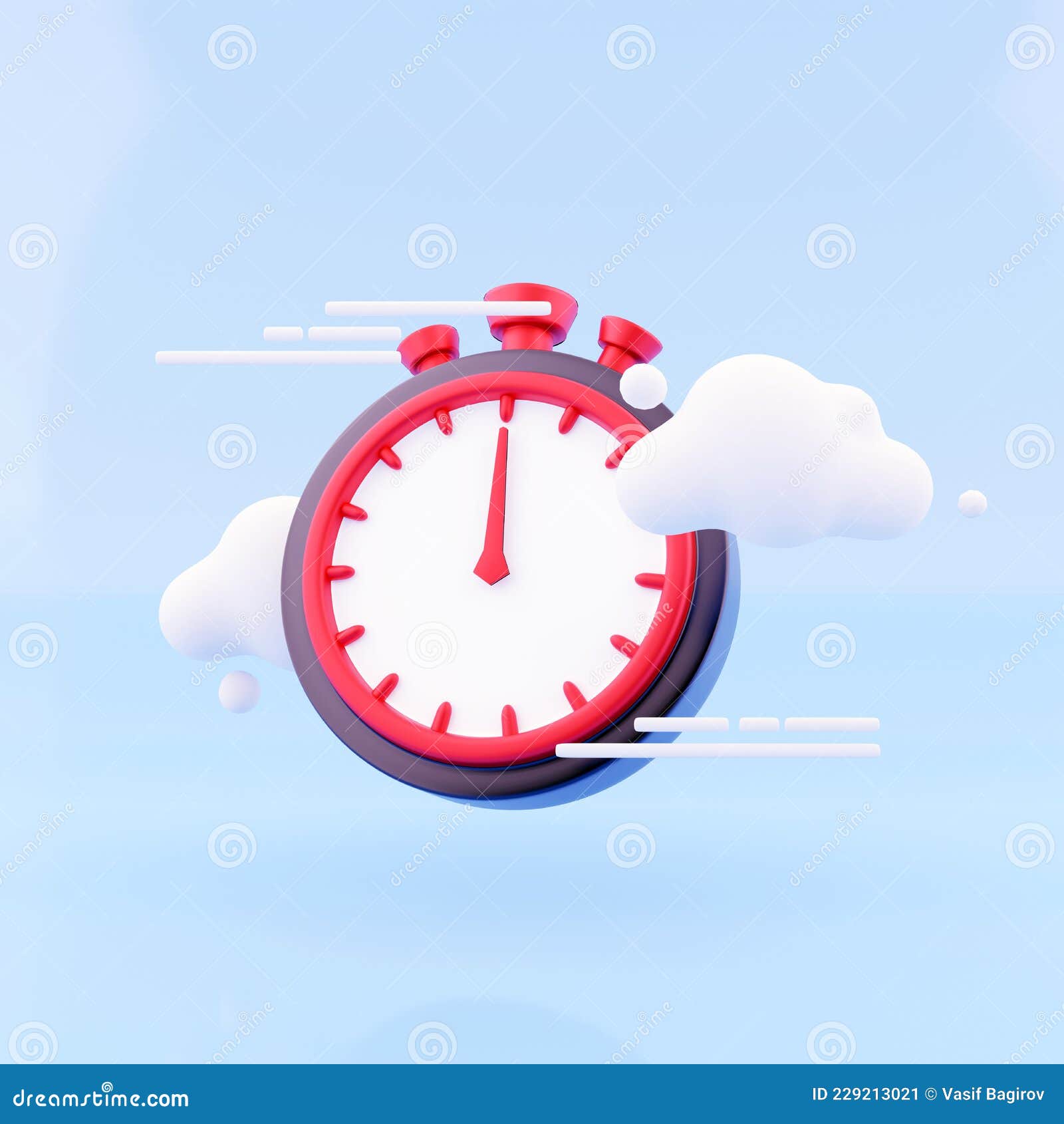 3d Render Timer with Cloud on Blue Background. Stopwatch, Timer 3d ...