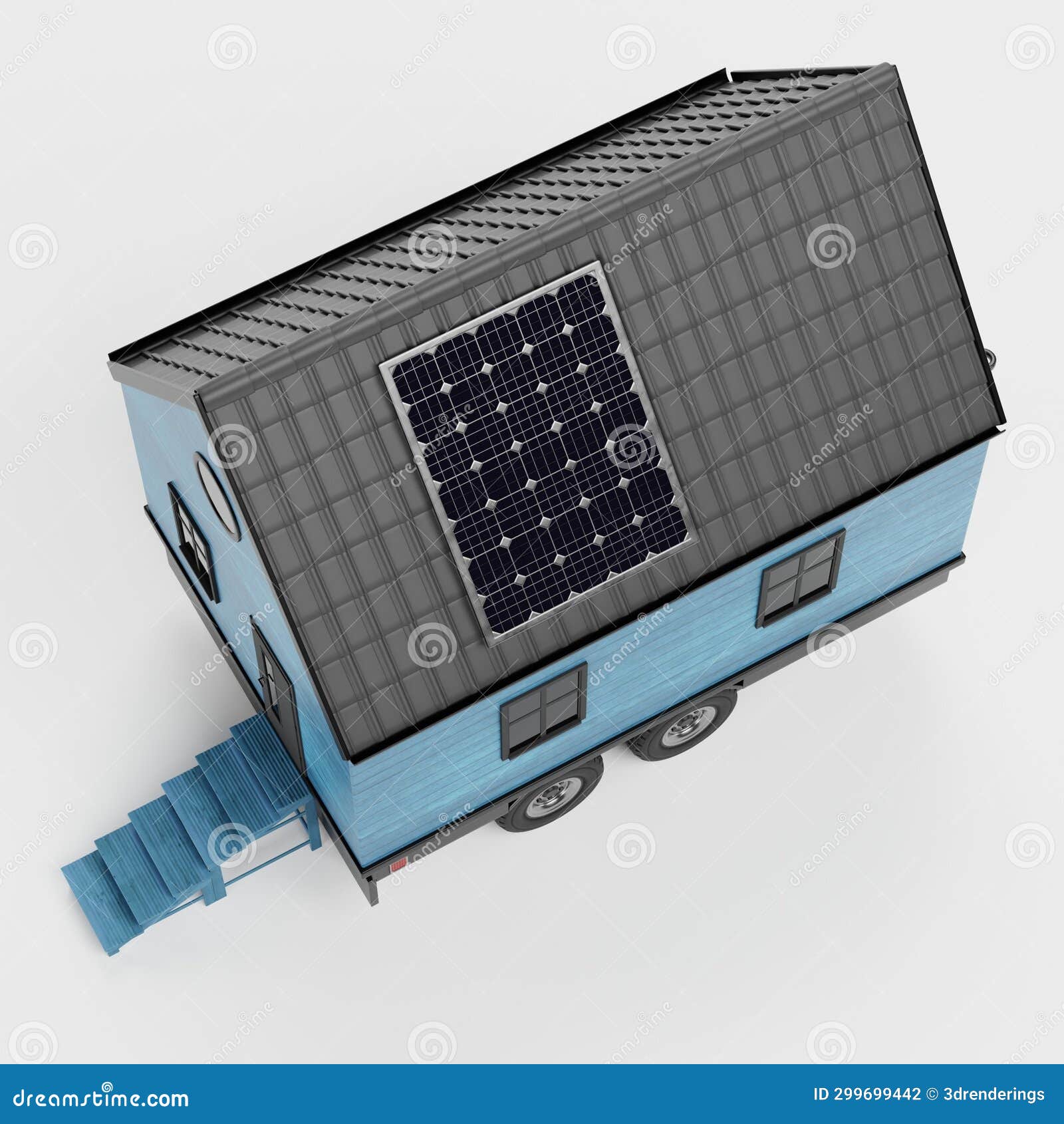 3D Render of Tiny House stock illustration. Illustration of flatbed ...