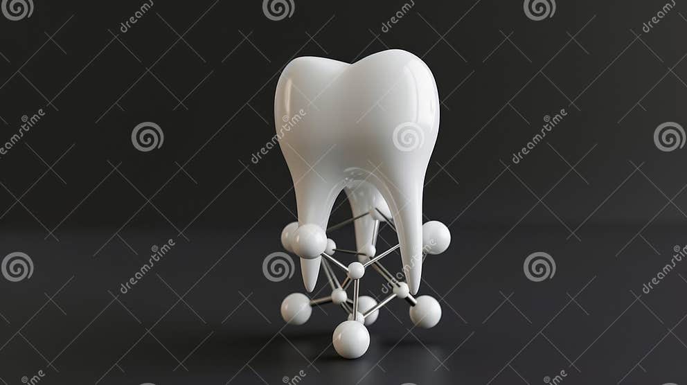 3D Render of Tooth with Advanced Molecular Connection Technology Stock ...