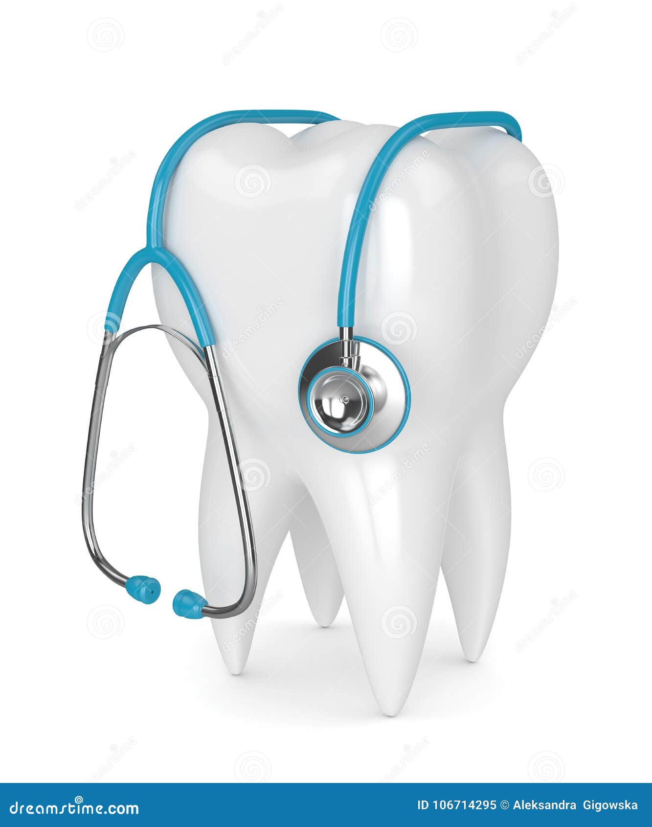 3d Render of Tooth with Stethoscope Over White Stock Illustration ...