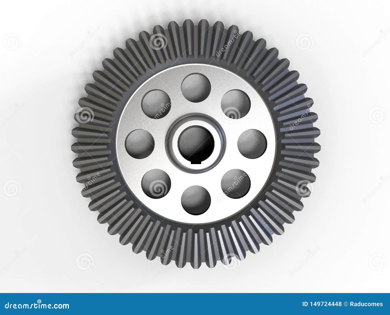 3D Render - Top View of a Mechanical Gear Stock Illustration ...