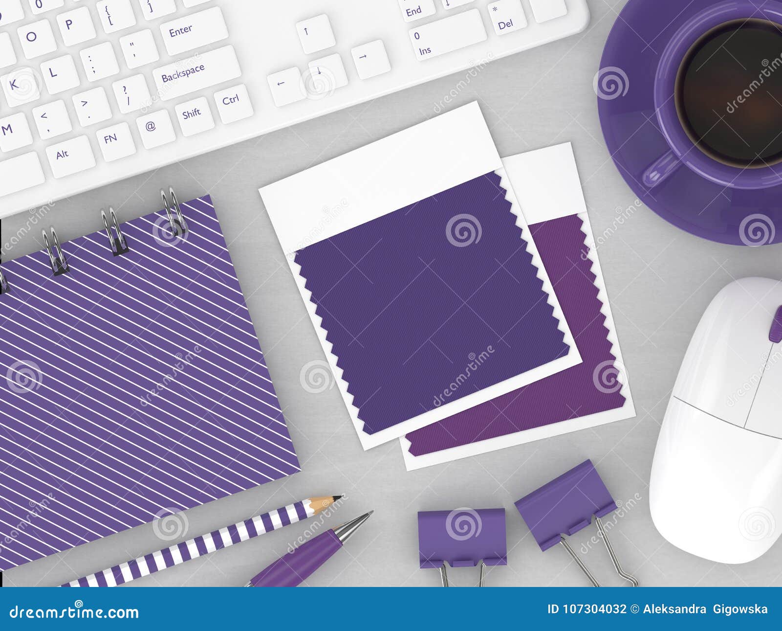 3d Render of Top View of Stationery and Textile Color Swatches Stock ... 3d Render of Top View of Stationery and Textile Color Swatches Stock ...