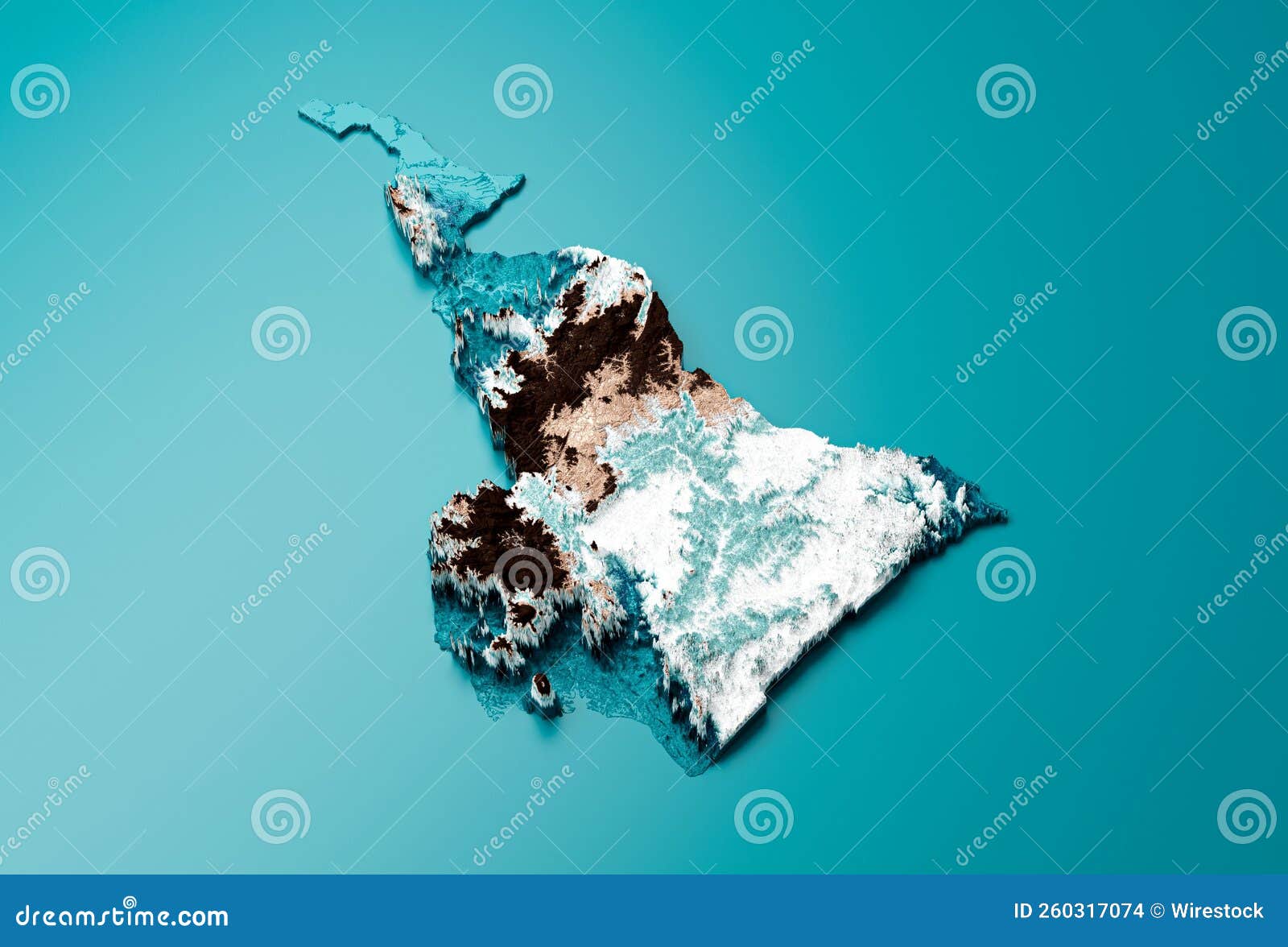 3D Render of Topographic Cameroon Map Hypsometric Elevation Tint ...