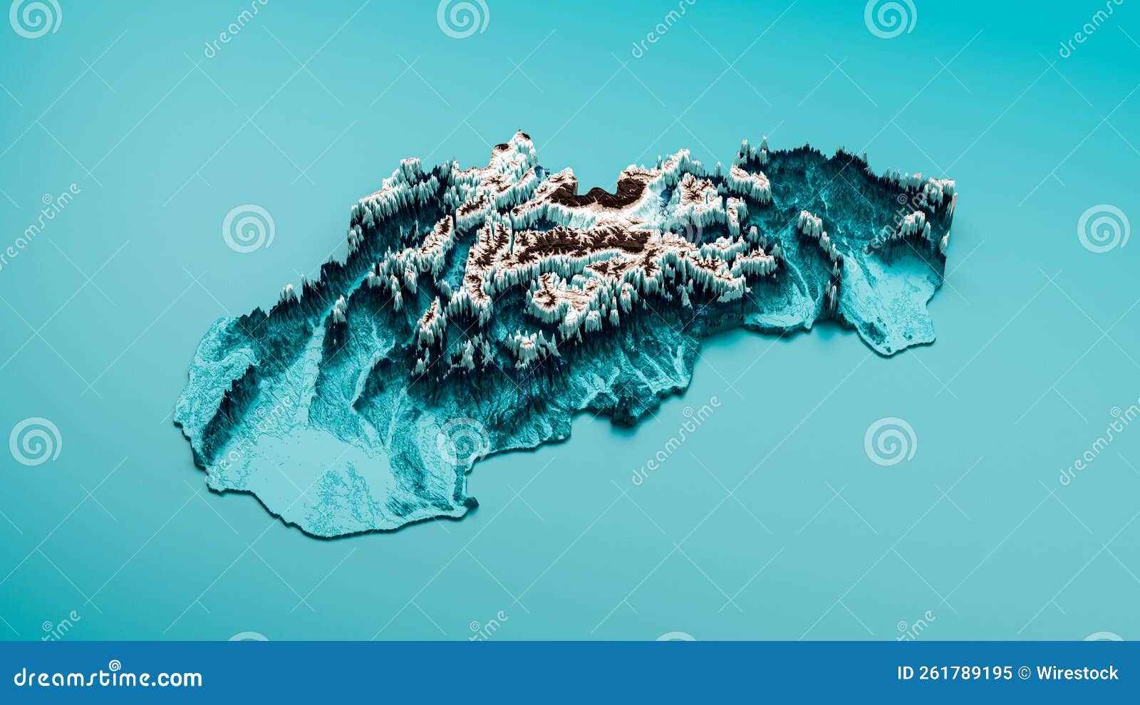 3D Render Of A Topographic Map Of Algeria In A Blue Background Stock ...