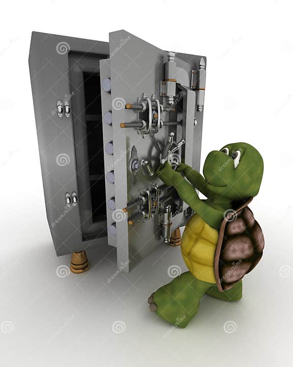 Tortoise with bank vault stock illustration. Illustration of metal ...