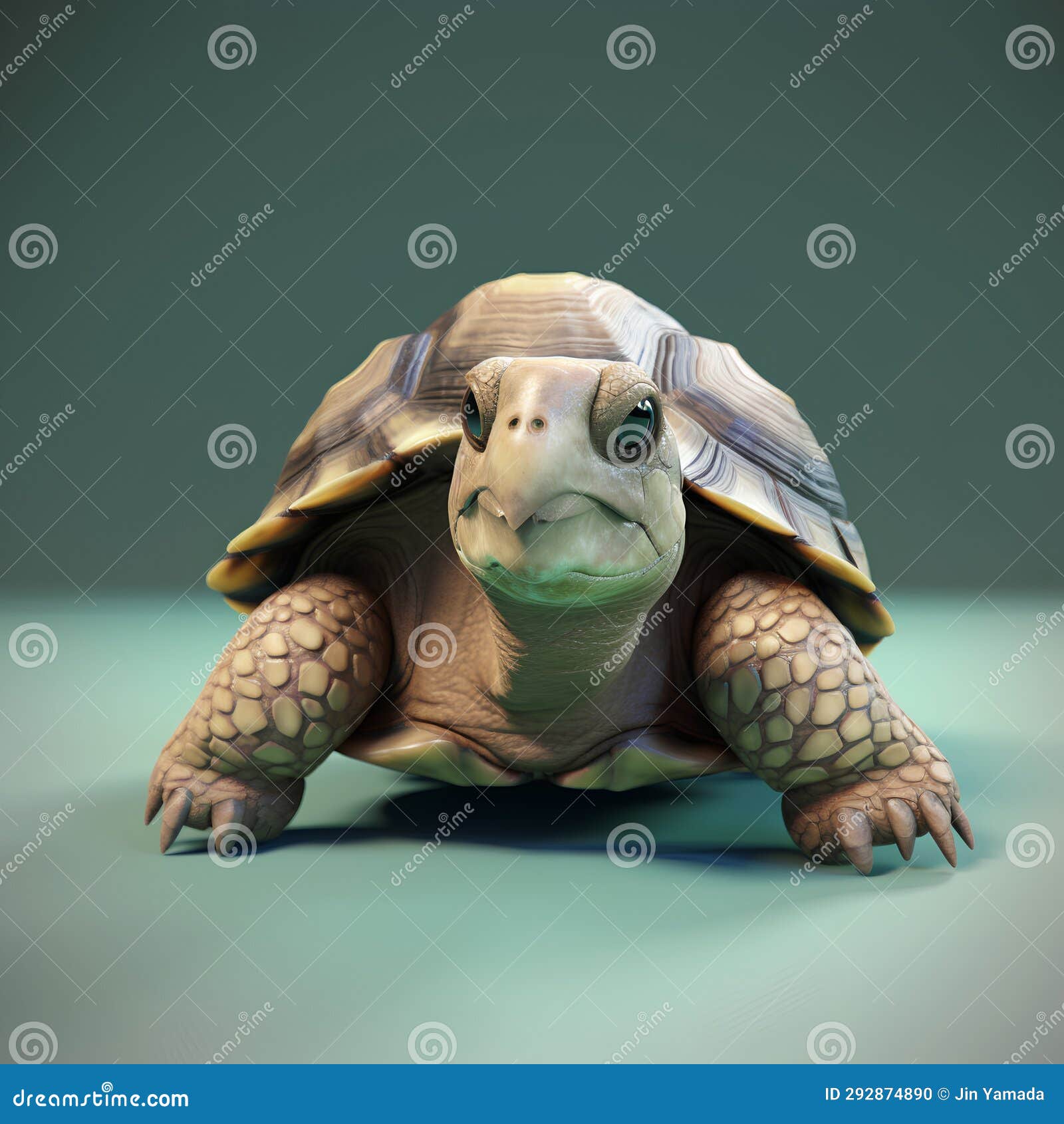 3D Render of a Tortoise Isolated on a Green Background. Stock ...
