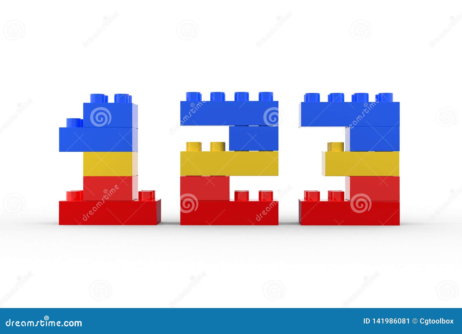 3d Render of Toy Blocks Forming Cube with Number Stock Illustration ...