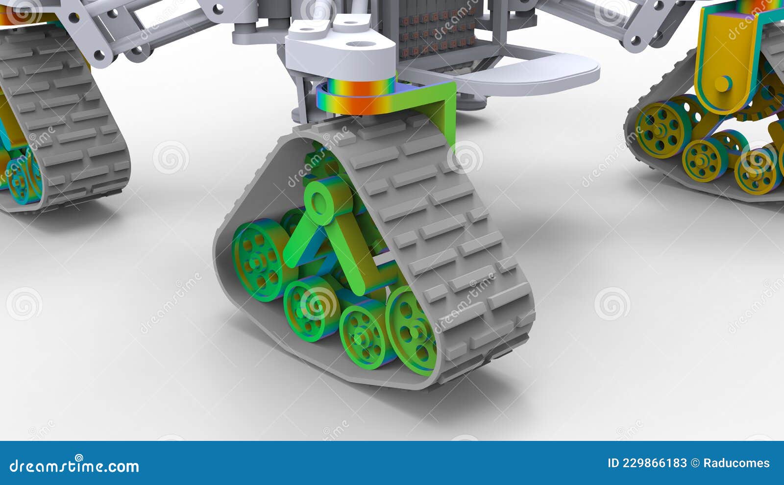 3D Render - Tracked Wheel Finite Element Analysis Stock Illustration ...