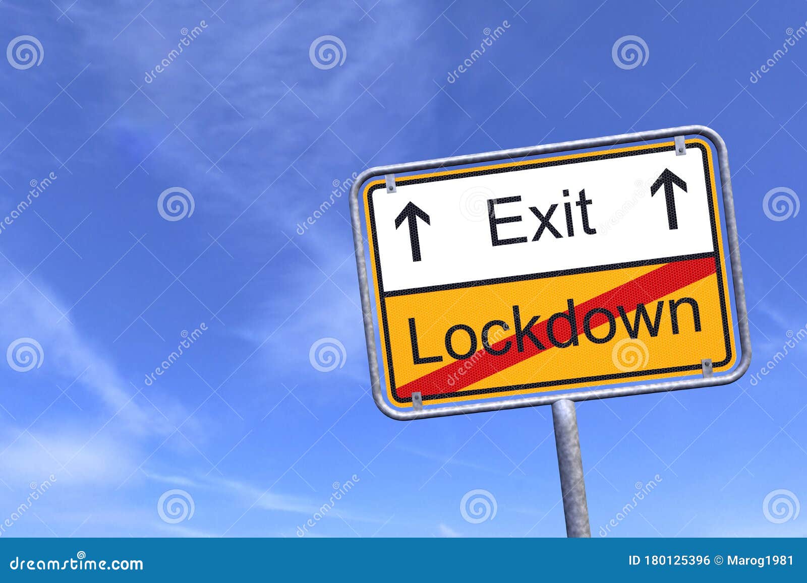 3d Render of a Traffic Sign with the Message Lockdown and Exit Stock ...