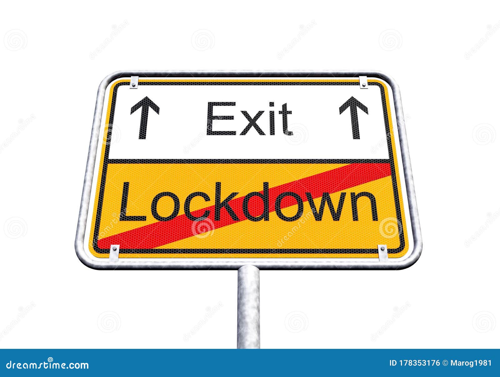 3d Render of a Traffic Sign with the Message Lockdown and Exit Stock ...