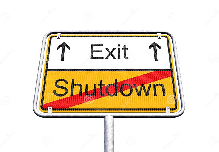 3d Render of a Traffic Sign with the Message Shutdown and Exit Stock ...