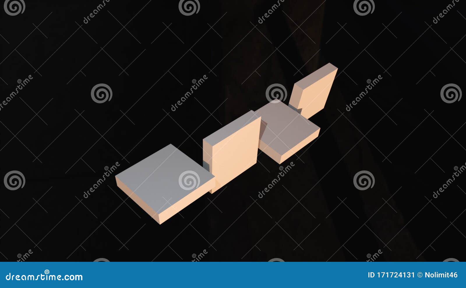 3d Render of Transformation of a Cube into Square Parts. Shape Change ...