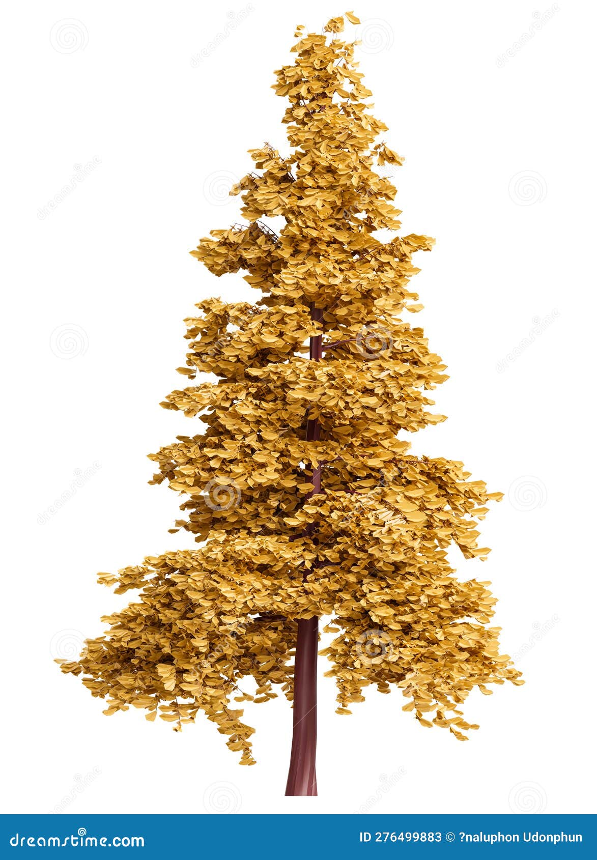 3D Render Trees in Autumn on White Background Stock Illustration ...