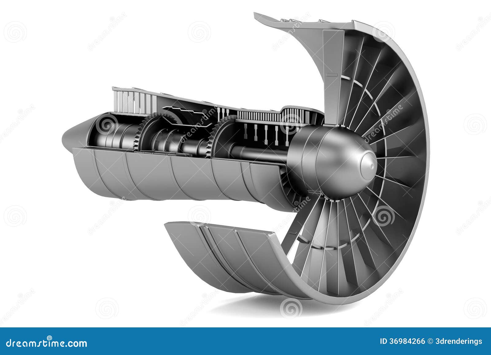3D Render - Gas Turbine Propulsion Blades Royalty-Free Cartoon ...
