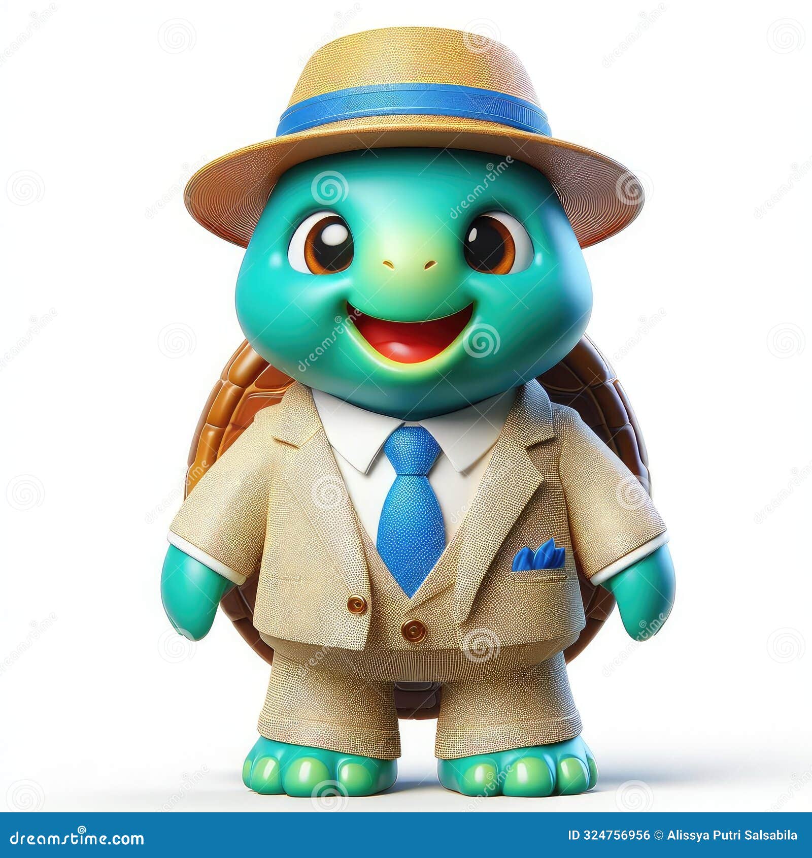 3d Render of Turtle Wearing Hat and Suite Stock Illustration ...