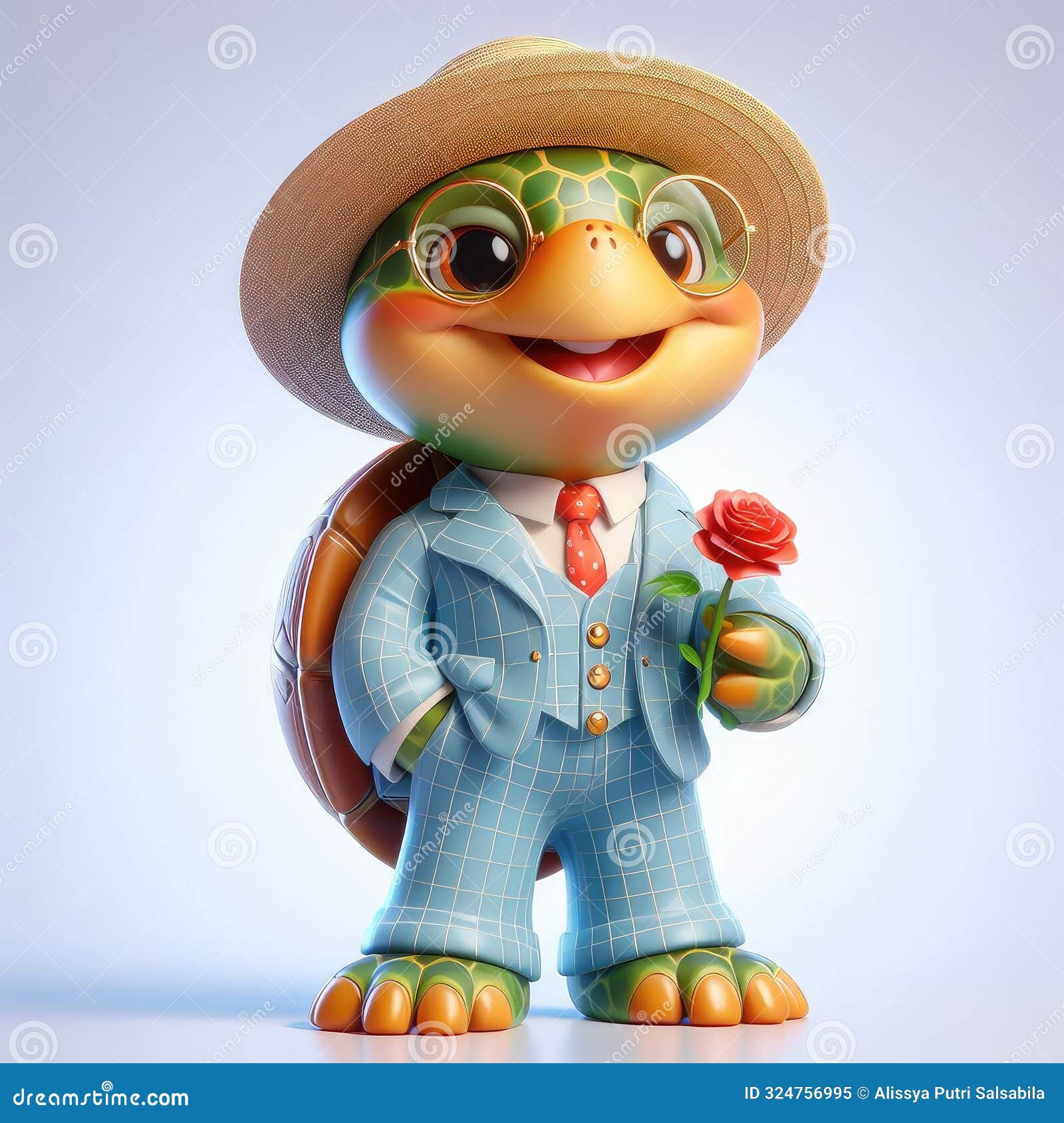 3d Render of Turtle Wearing Hat and Suite Stock Illustration ...