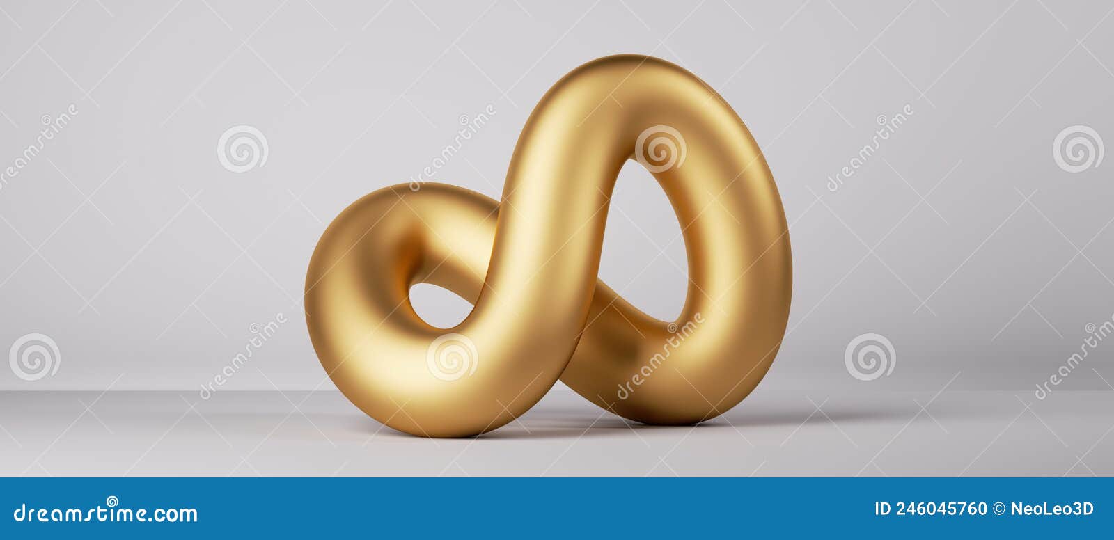 3d Render, Twisted Golden Loop Simple Geometric Shape, Unique Abstract ...