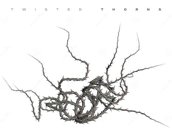 3D Render of Twisted Vines with Thorns Stock Illustration - Illustration of isolated, white ...