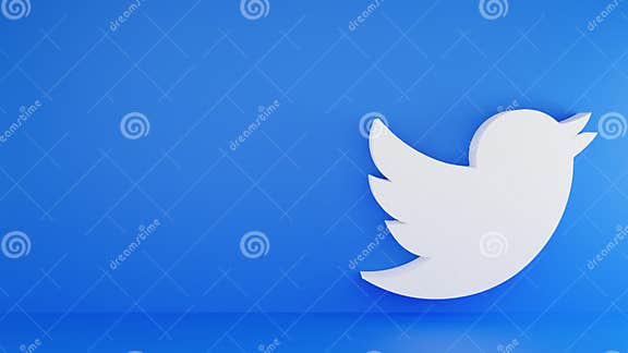 3d Render of Twitter White Logo on a Blue Background Editorial Stock ...