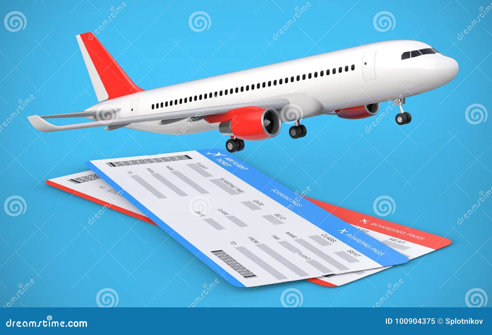 3d Render of Two Airline, Air Flight Tickets with Airplane, Airliner on ... 3d Render of Two Airline, Air Flight Tickets with Airplane, Airliner on ...