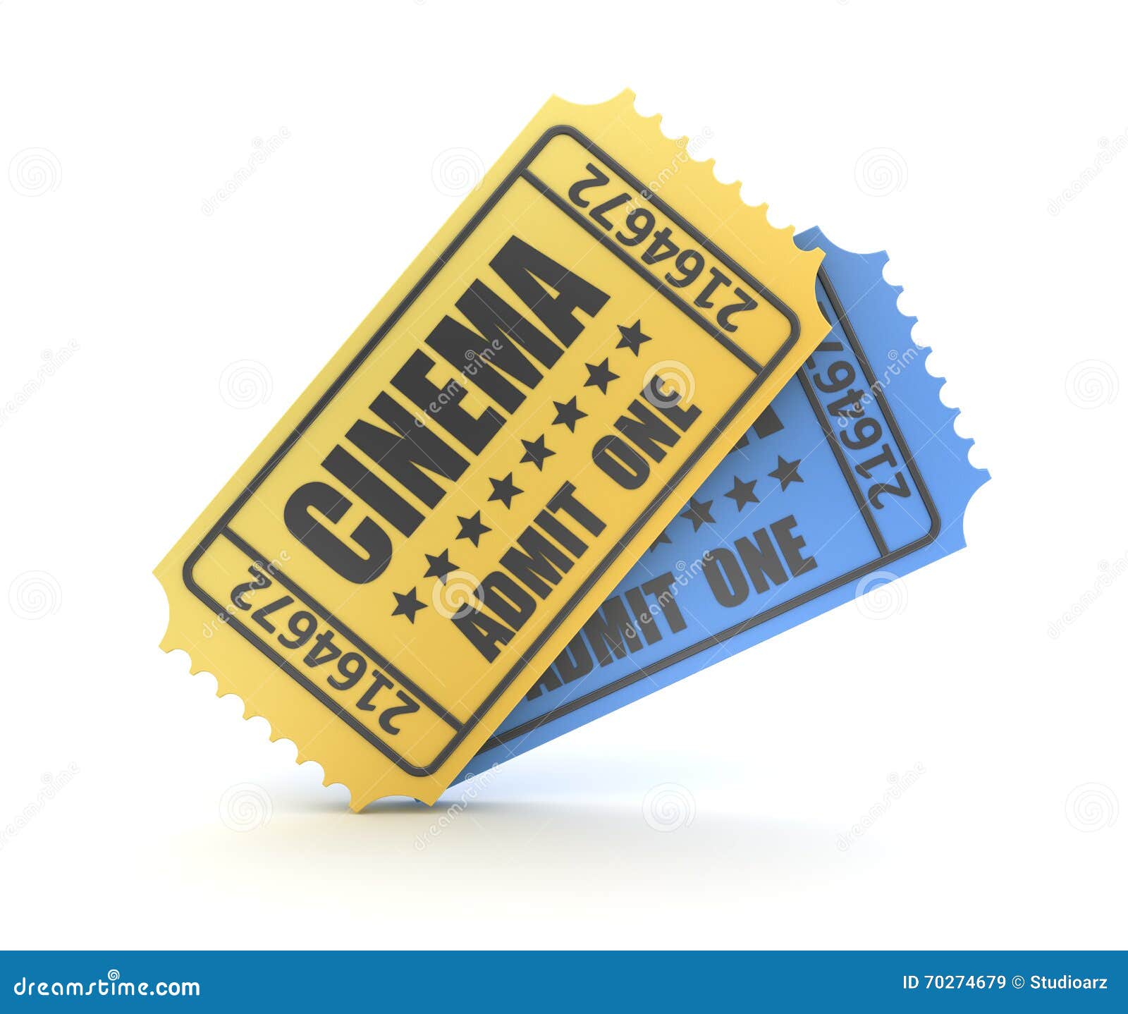 3d Render of Two Cinema Ticket Stock Illustration - Illustration of ...
