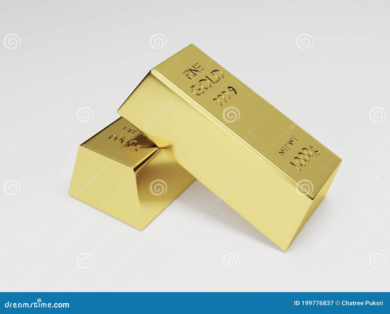 3D render of two gold bars stock illustration. Illustration of market ...