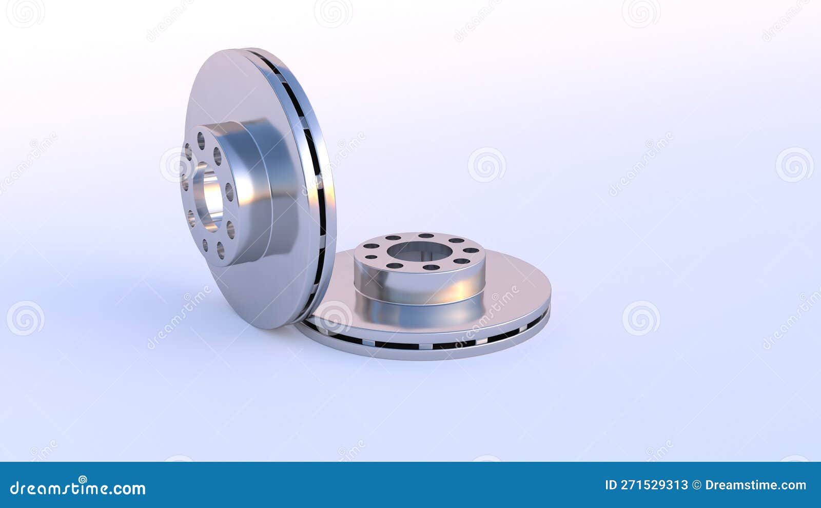 3D Render - Two Steel Brake Discs for a Car on a White Background Stock ...