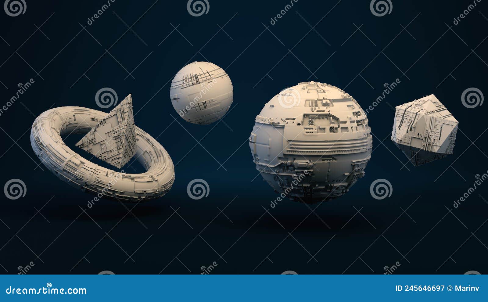 3d Render. UFO Spaceship Concept. Science Fiction Objects Stock ...